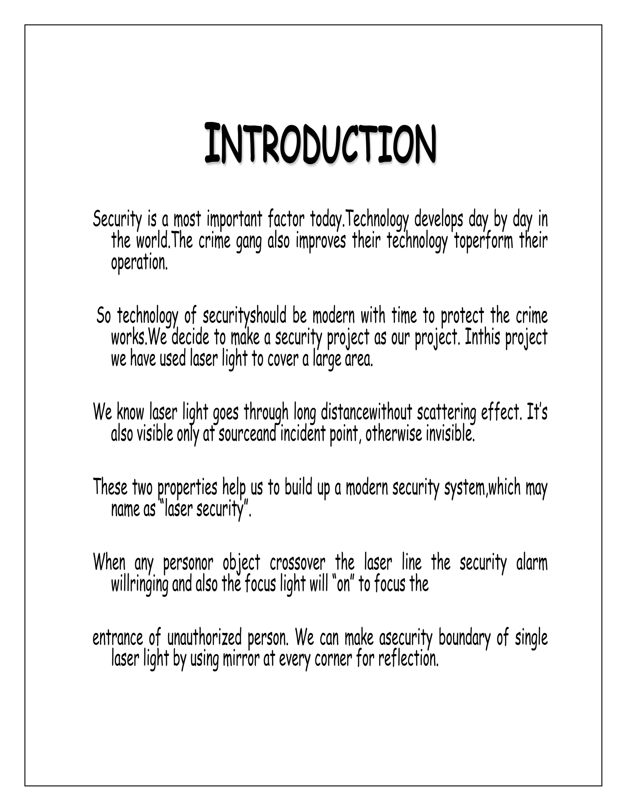 laser security alarm (Physics investigatory project 12) | DOCX