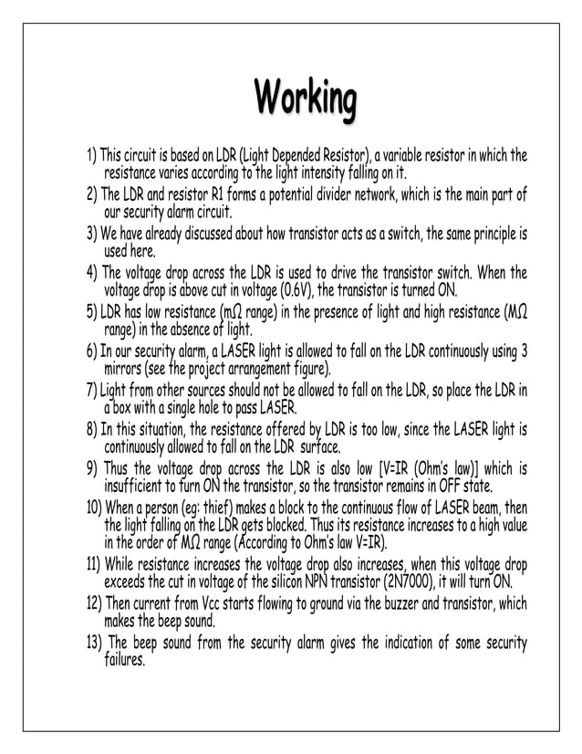 laser security alarm (Physics investigatory project 12) | DOCX