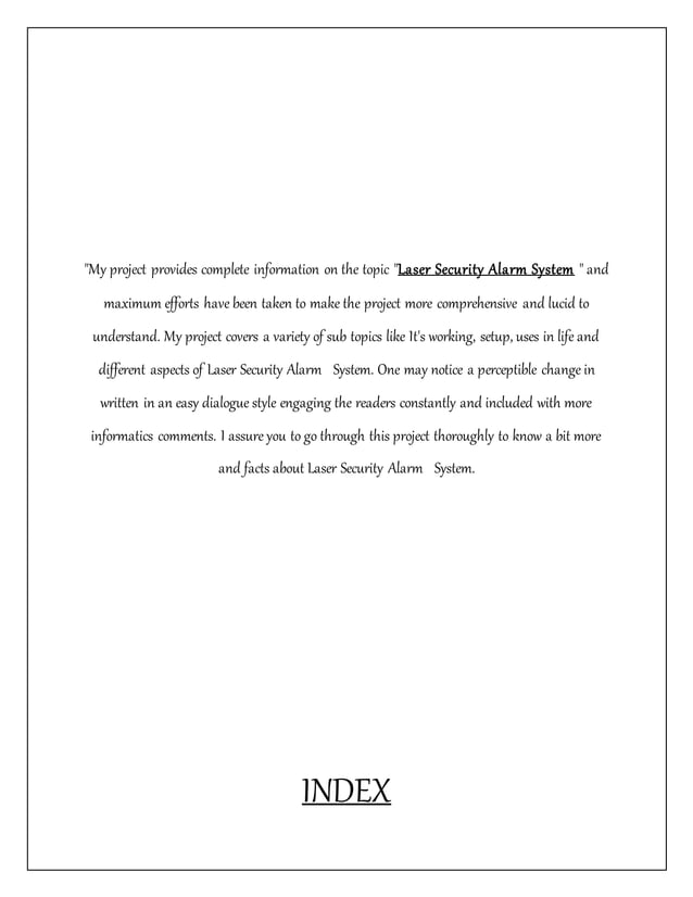 laser security alarm (Physics investigatory project 12) | DOCX