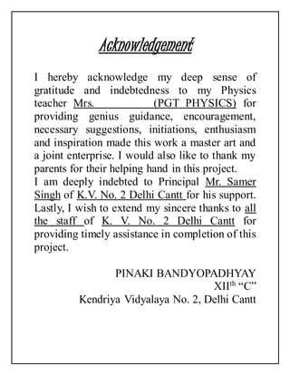 Physics investigatory project by pinaki bandyopadhyay | DOCX