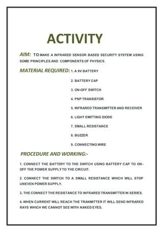Physics investigatory project on ir based security system | DOCX