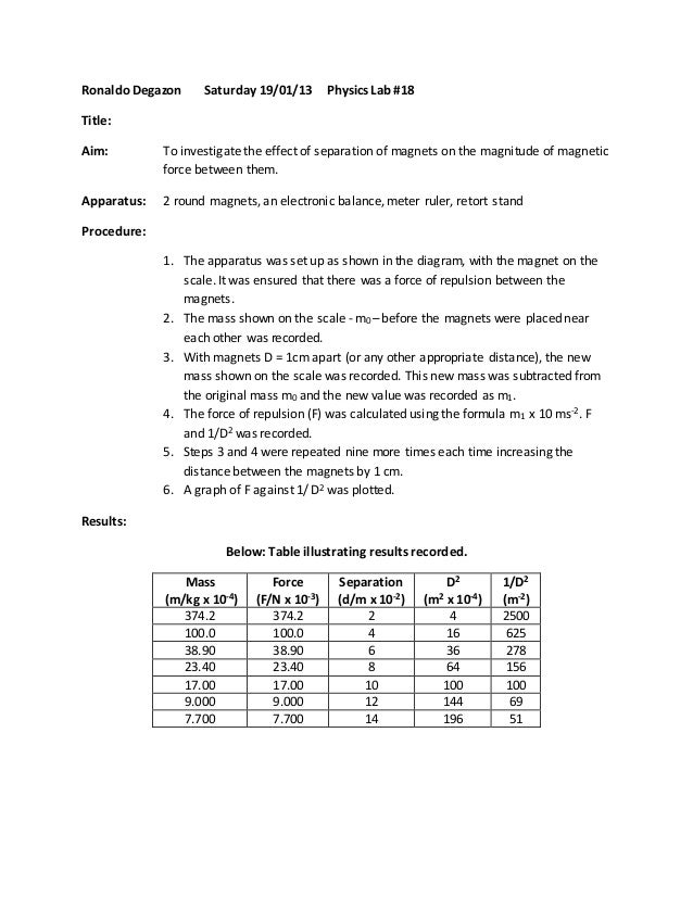 CSEC Physics Lab - Magnetic Force CSEC Physics Lab - Magnetic Force