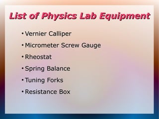 Physics Lab Equipment and Its Type | ODP