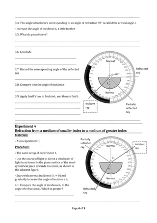 Law Of Refraction Lab