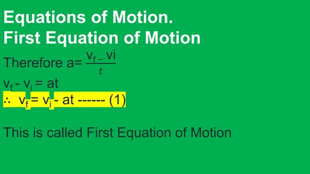 Acceleration and Equations of Motion(1st) | PPT
