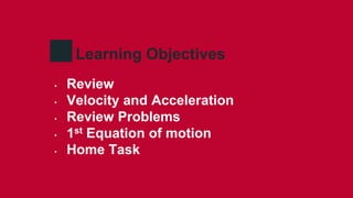 Acceleration and Equations of Motion(1st) | PPT
