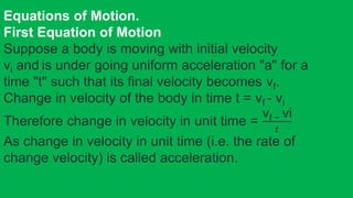 Acceleration and Equations of Motion(1st) | PPT