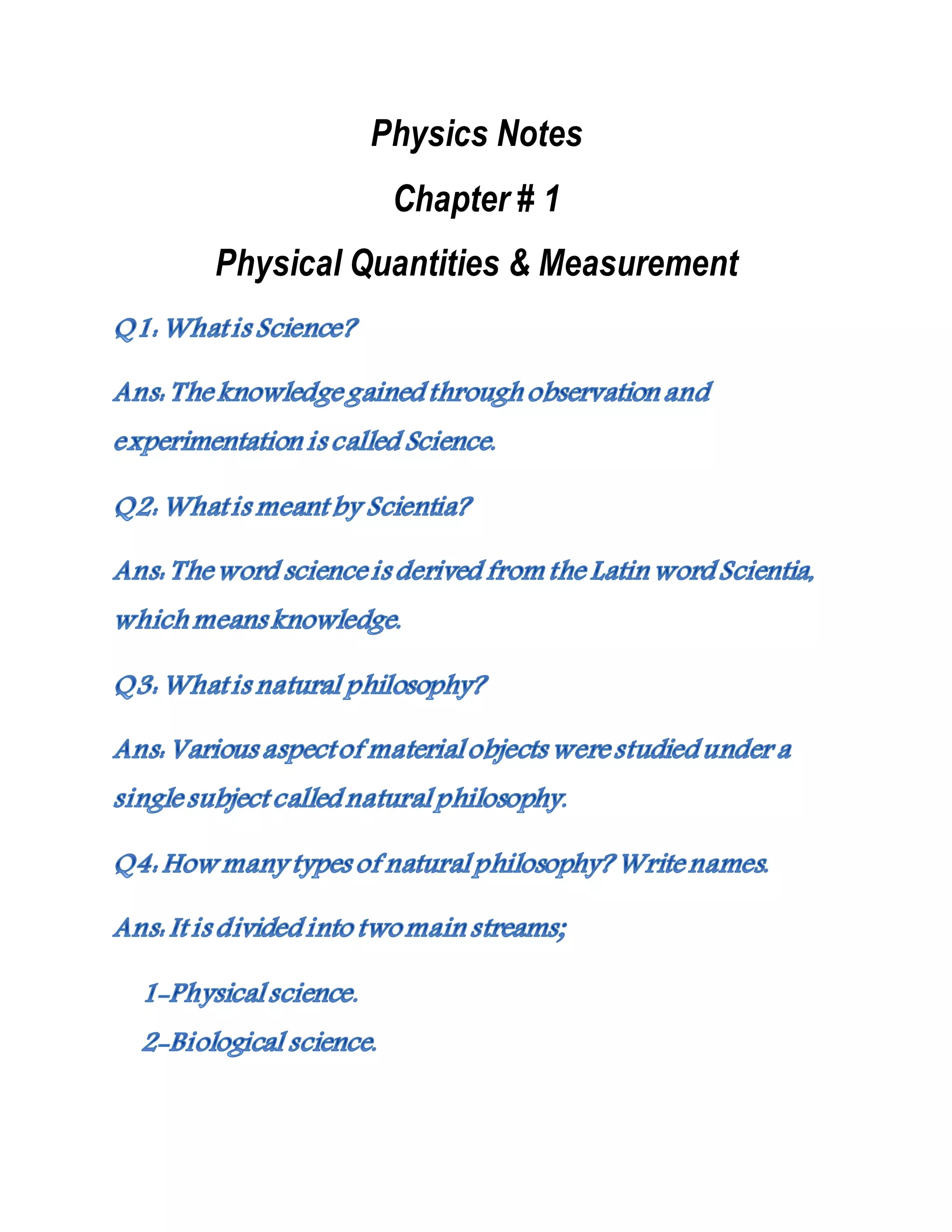 Physics notes | DOCX