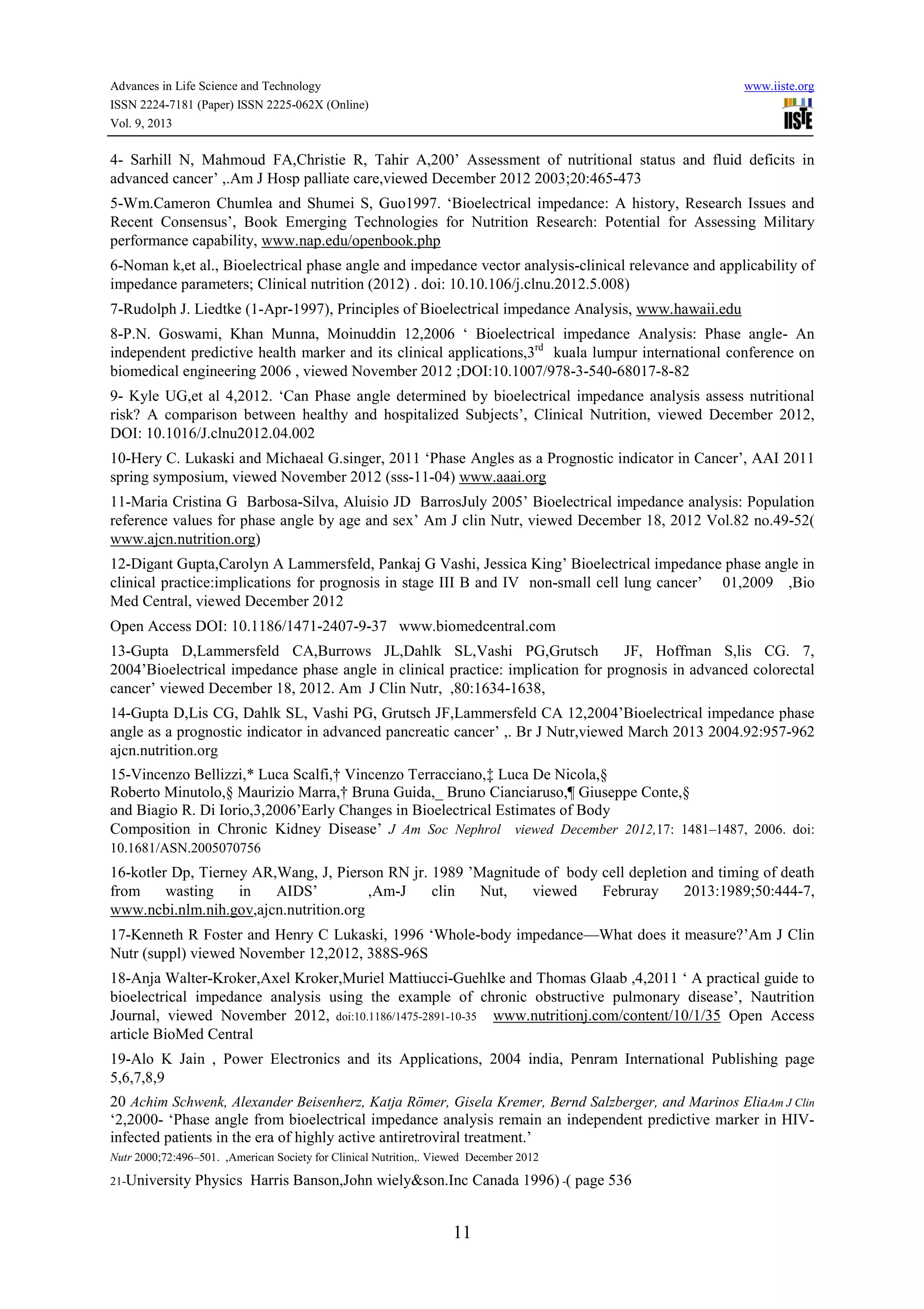 Physics of bio electrical impedance analysis | PDF
