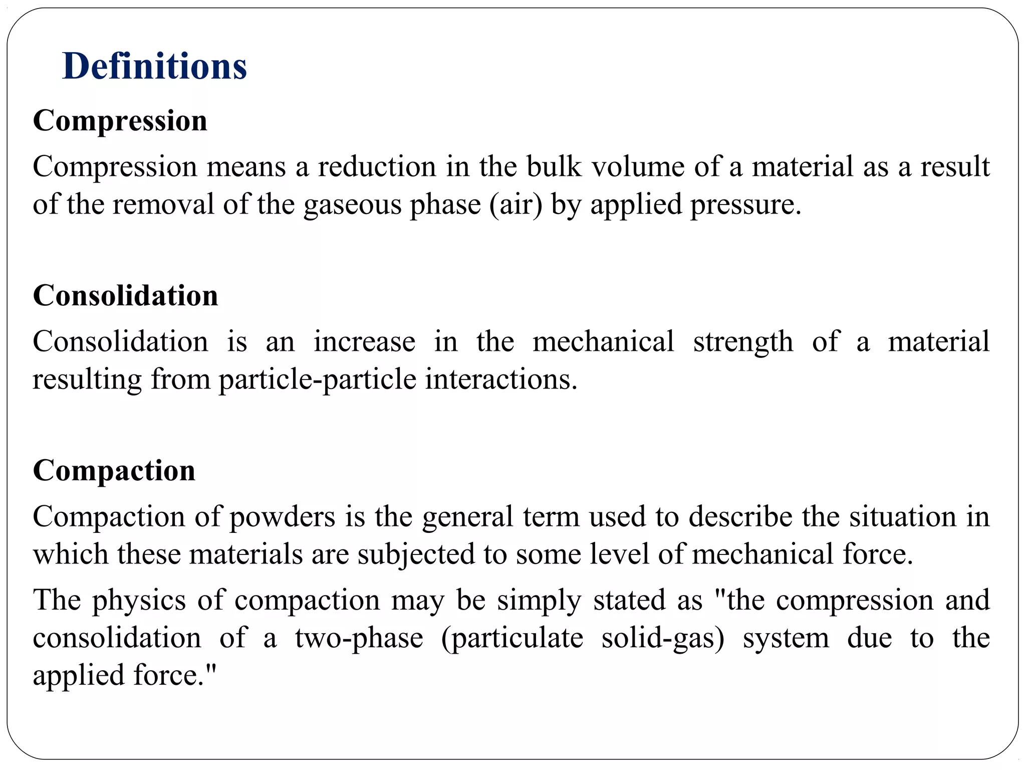 Physics of tablet compression | PPT