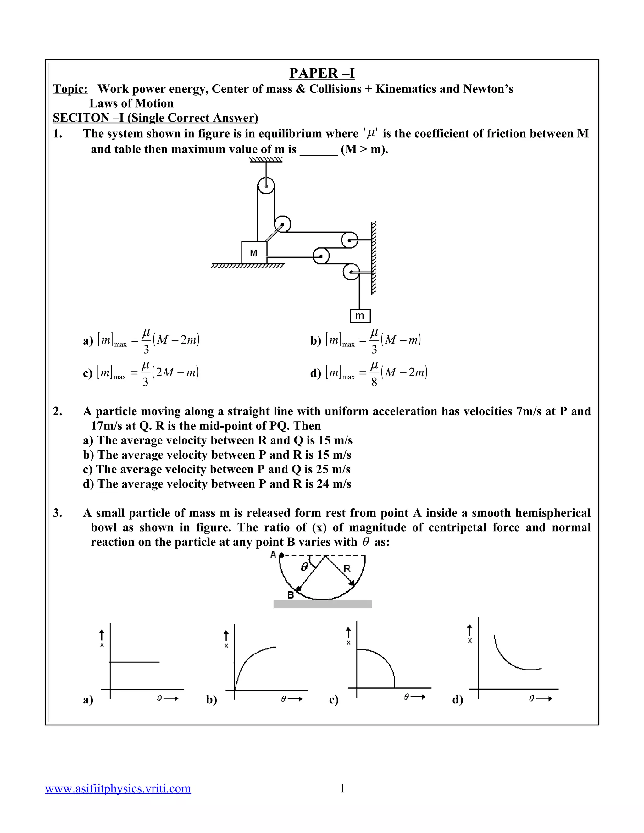 IIT JEEPhysics Paper I | DOC