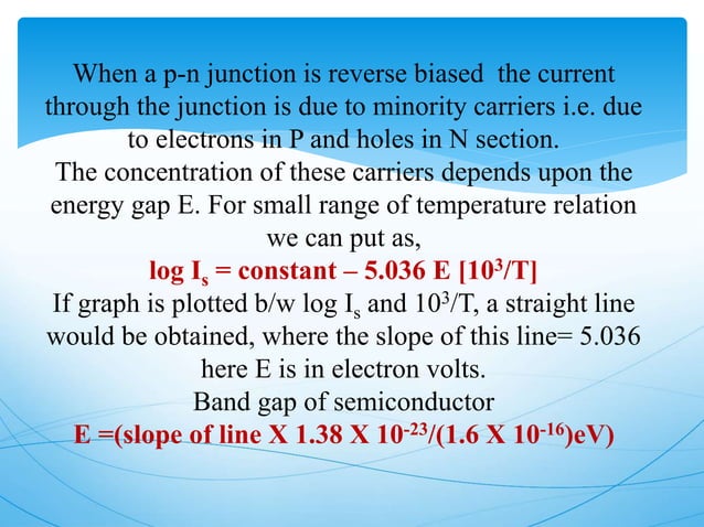 Energy band gap of the semiconductor | PPTX | Physics | Science