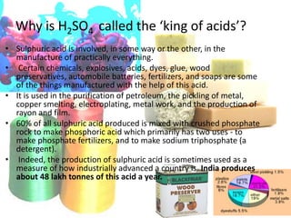King of acids -Sulphuric Acid H2SO4 | PPTX | Chemistry | Science