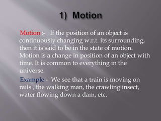 Motion in a Stright Line, Class 11th ,Chapter 1, Physics | PPTX