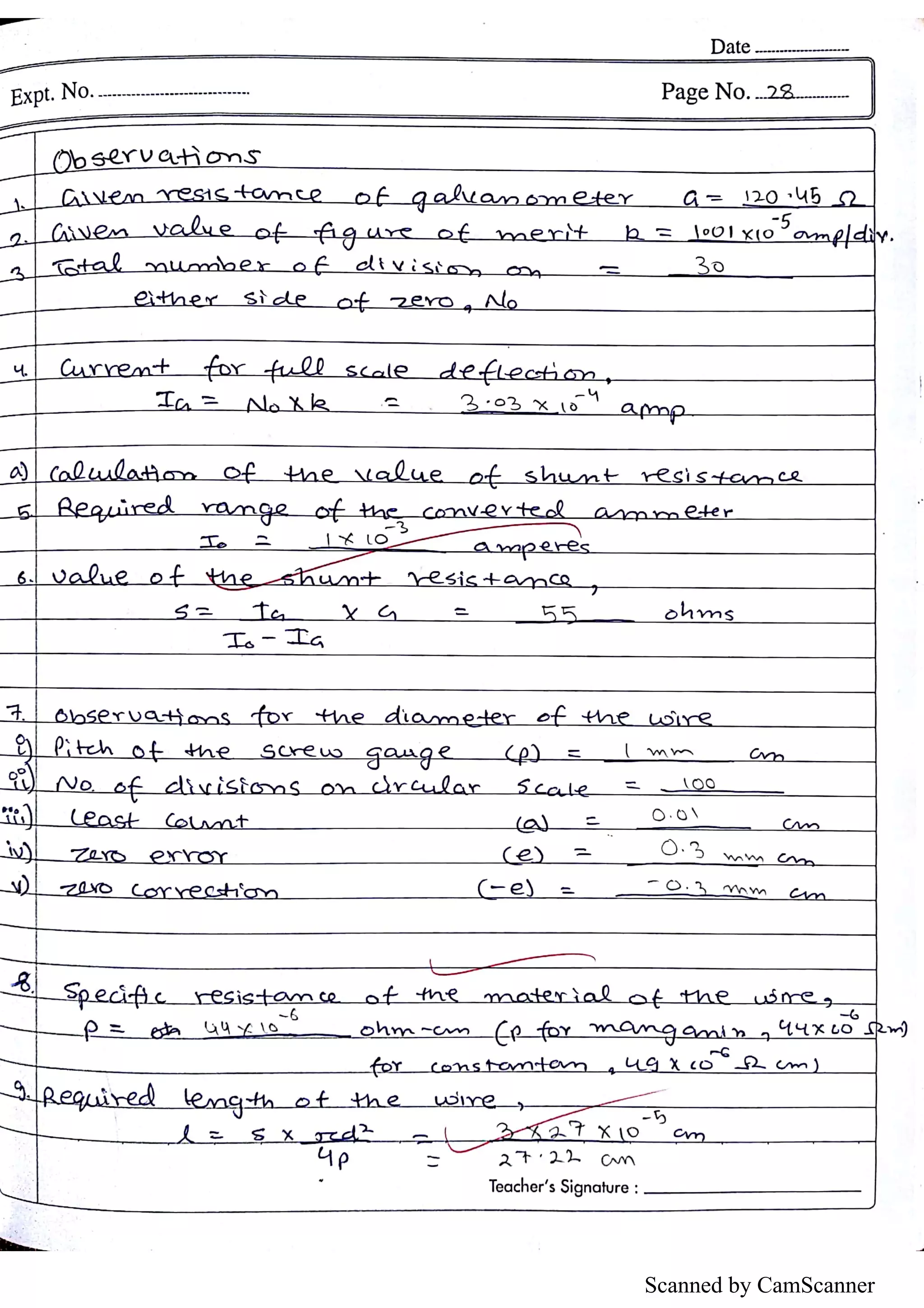 Physics Practical File - with Readings | Class 12 CBSE | PDF