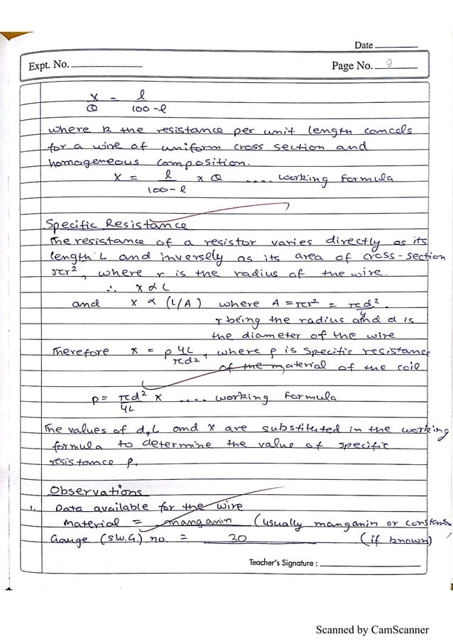 Physics Practical File - with Readings | Class 12 CBSE | PDF