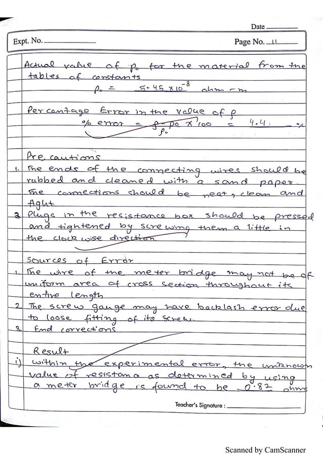 Physics Practical File - with Readings | Class 12 CBSE | PDF