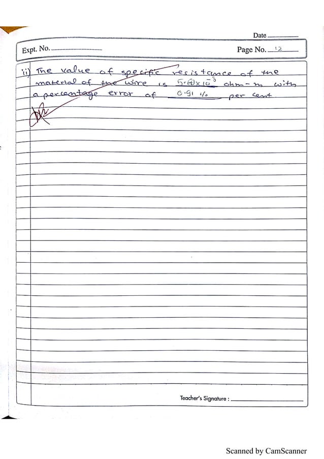 Physics Practical File - with Readings | Class 12 CBSE | PDF