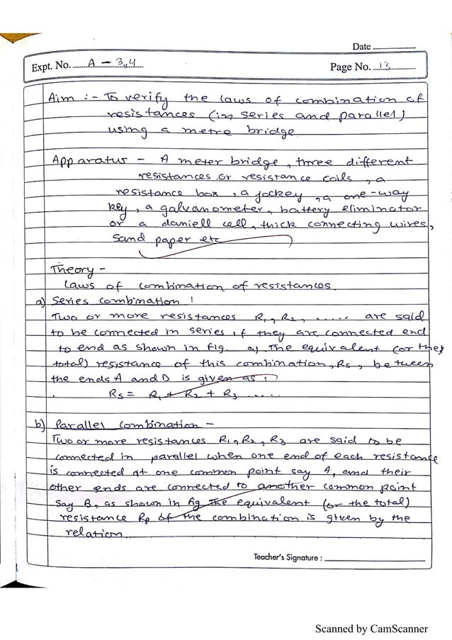 Physics Practical File - with Readings | Class 12 CBSE | PDF