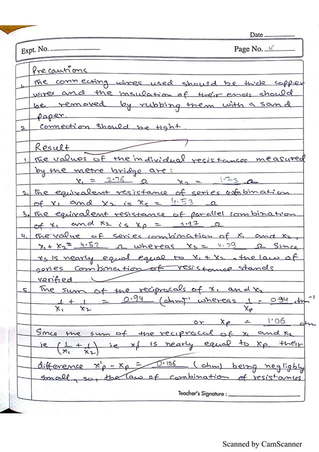 Physics Practical File - with Readings | Class 12 CBSE | PDF