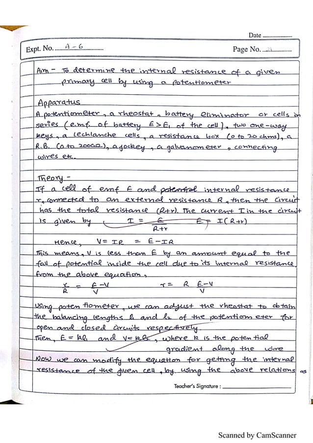 Physics Practical File - with Readings | Class 12 CBSE | PDF