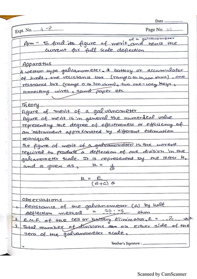 Physics Practical File - with Readings | Class 12 CBSE | PDF