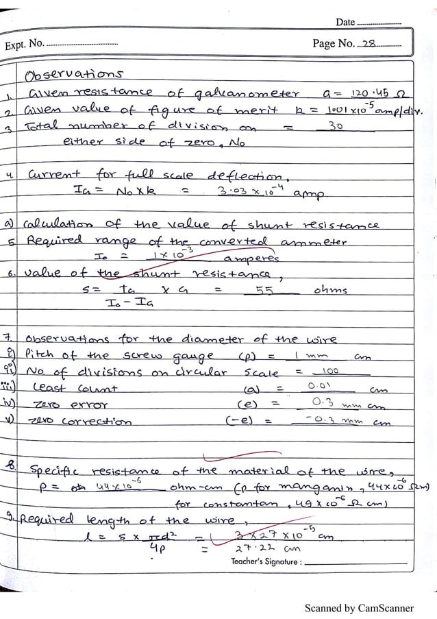 Physics Practical File - with Readings | Class 12 CBSE | PDF
