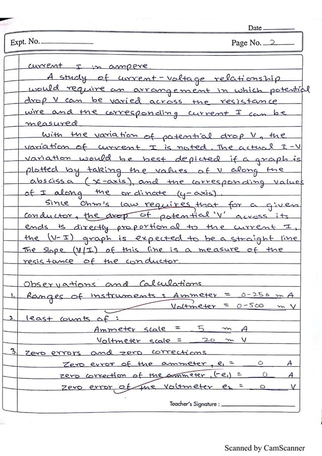 Physics Practical File - with Readings | Class 12 CBSE | PDF