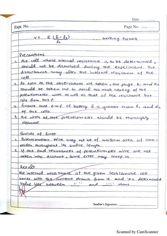 Physics Practical File With Readings Class 12 Cbse