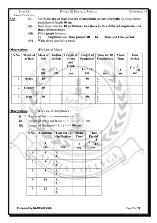 Physics practical manual xi bc kz | PDF