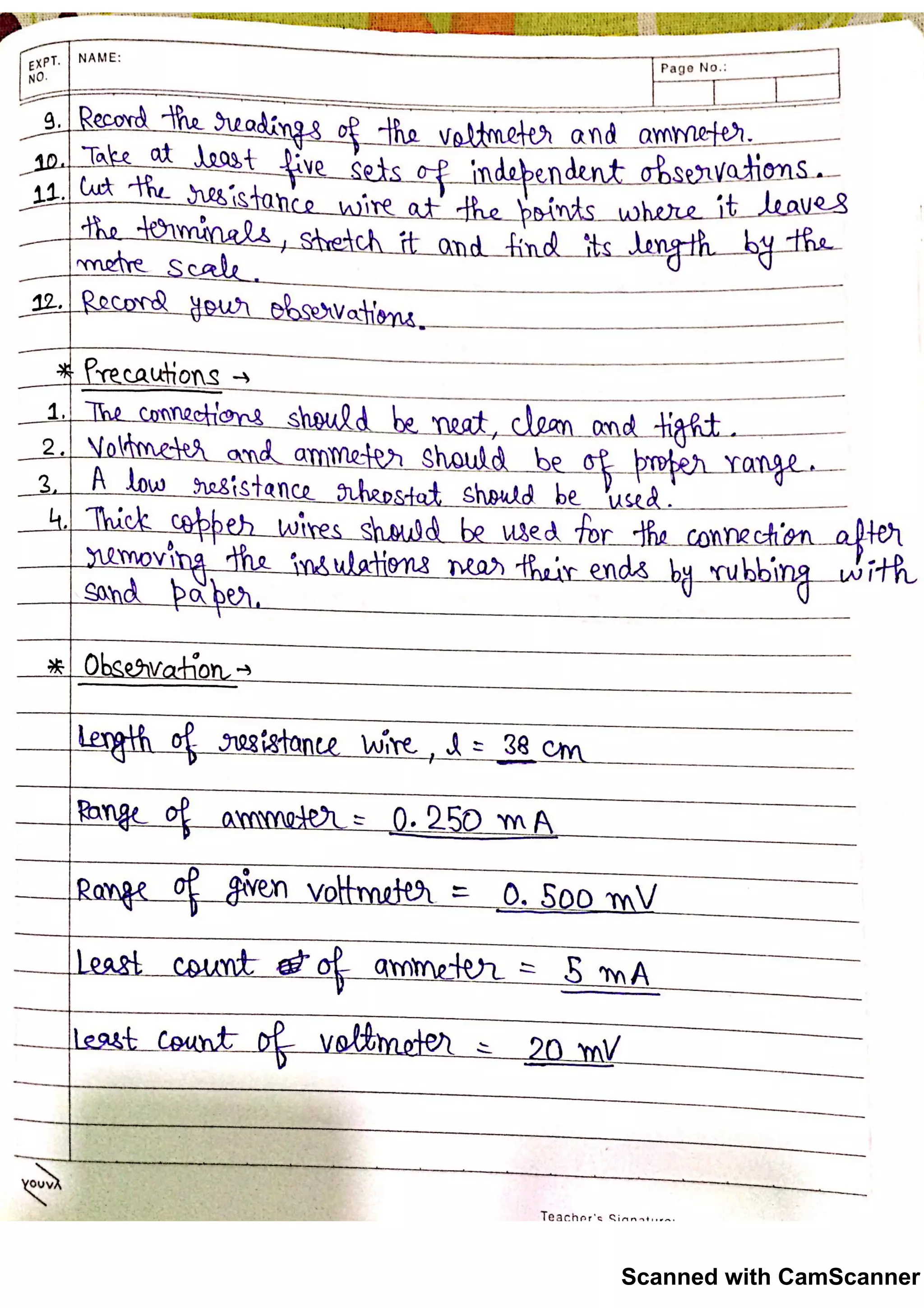 Physics Practicals Class 12 With Observations | PDF