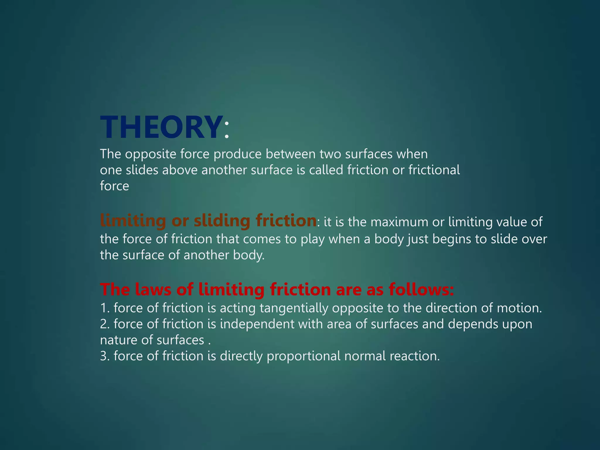 PRESENTATION ON FRICTION | PPTX