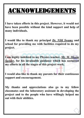 CBSE Class XII Physics Investigatory Project | PDF