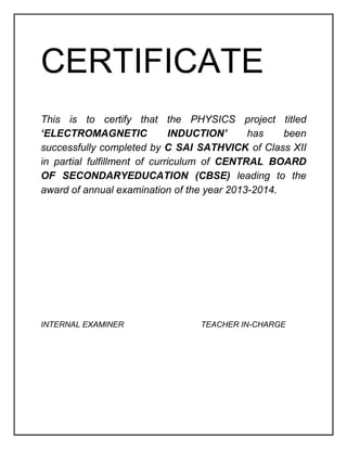 Physics project class 12 EMI | DOCX