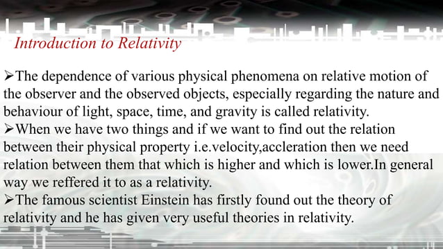 Introduction to Special theory of relativity | PPTX | Physics | Science