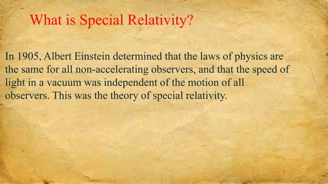 Introduction to Special theory of relativity | PPTX | Physics | Science