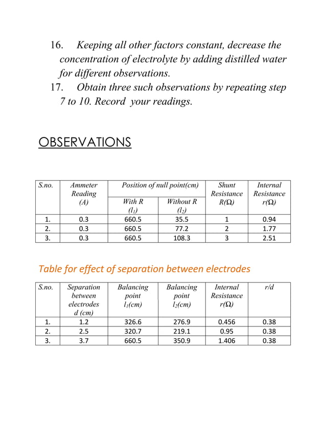 Factors on which the internal resistance/emf of a cell depends | PDF