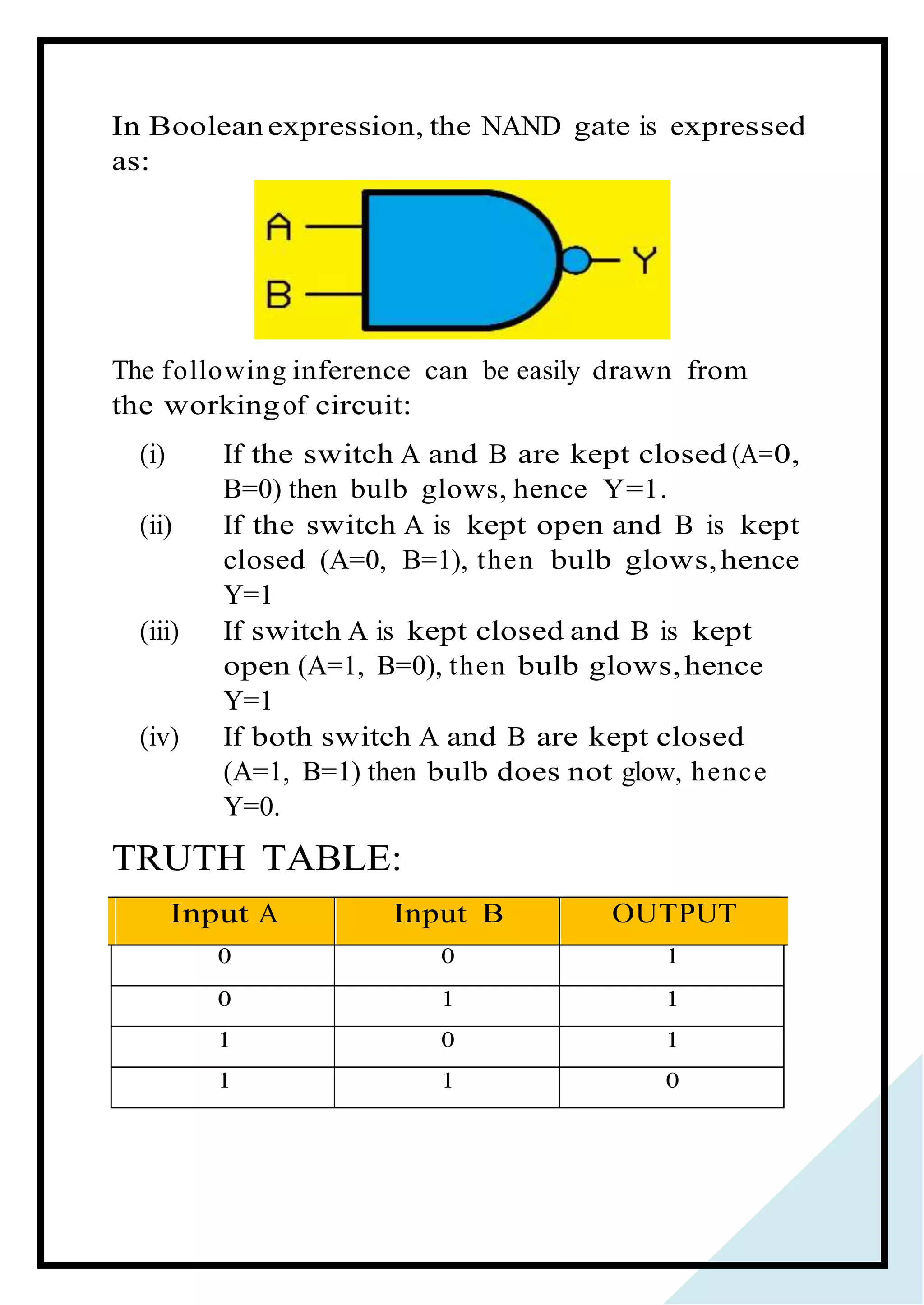 Physics Investigatory project Class 12 Logic Gates | DOCX
