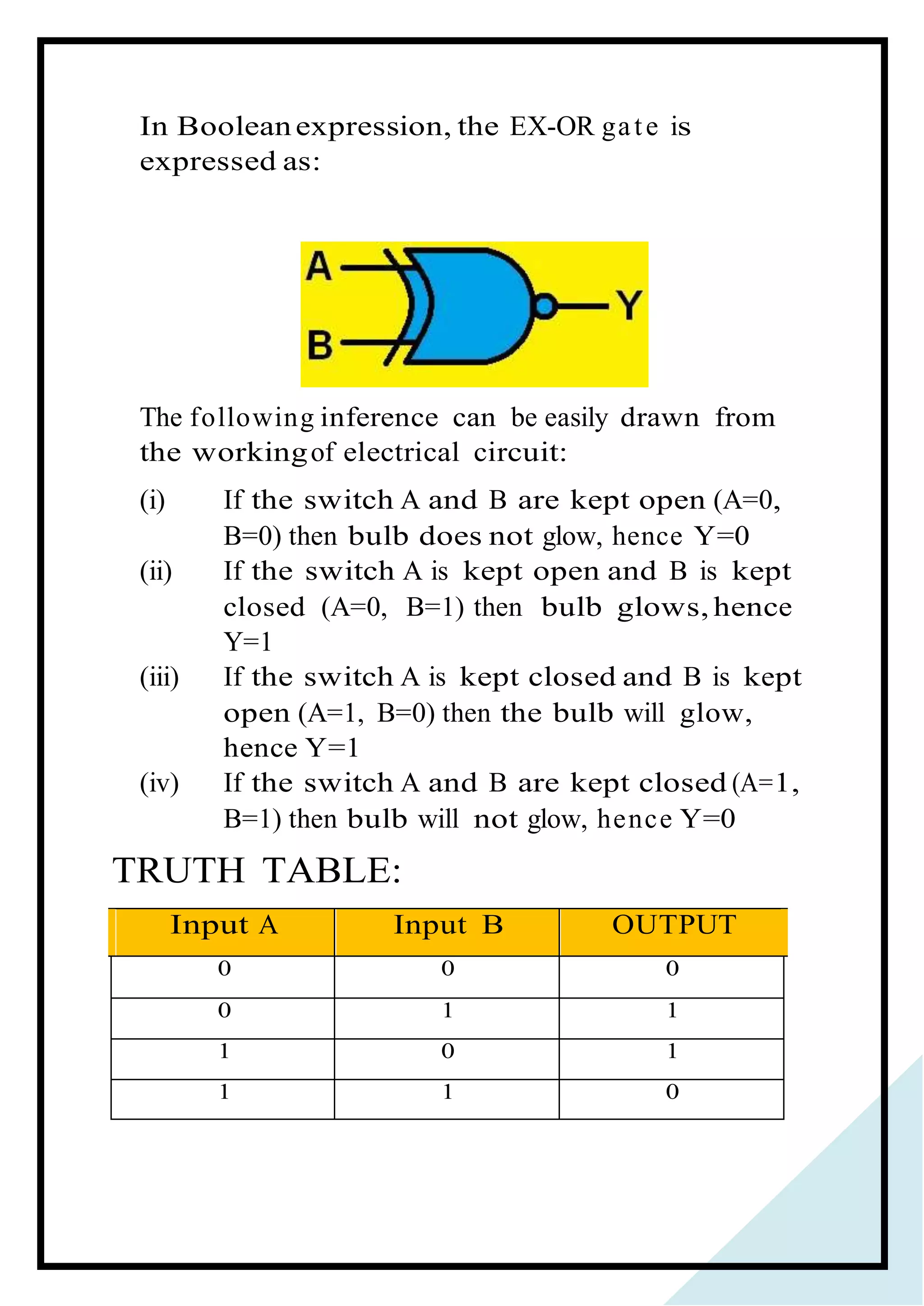 Physics Investigatory project Class 12 Logic Gates | DOCX