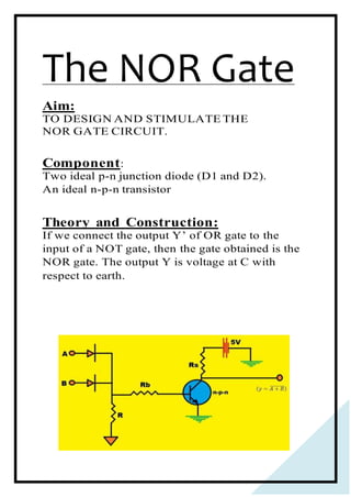 Physics Investigatory project Class 12 Logic Gates | DOCX