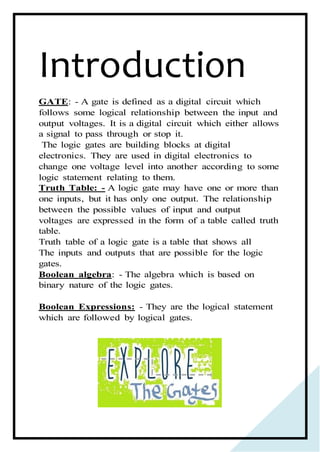 Physics Investigatory project Class 12 Logic Gates | DOCX