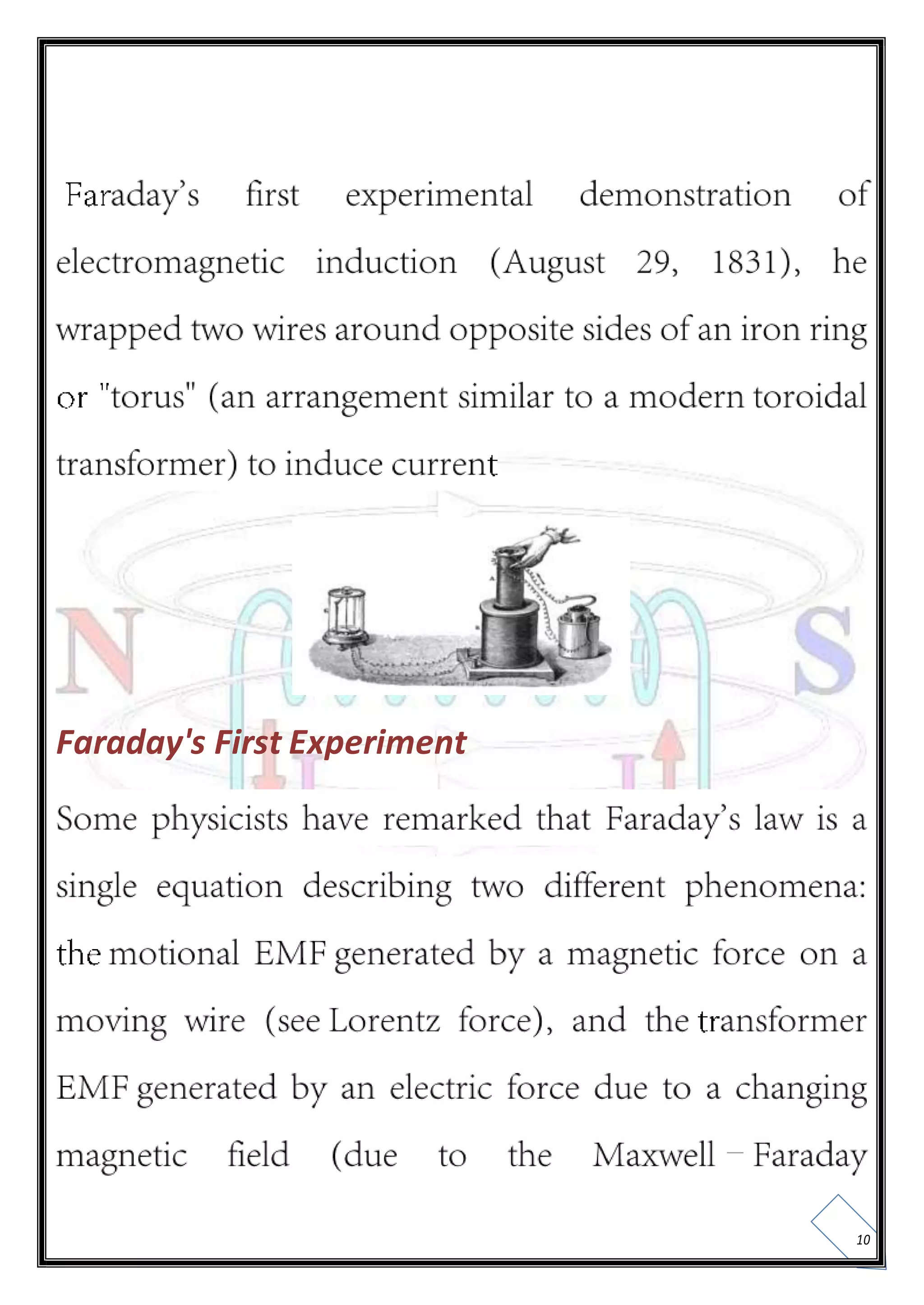 FARADAY LAW OF ELECTROMAGNETIC INDUCTION CLASS 12 PROJECT | DOCX