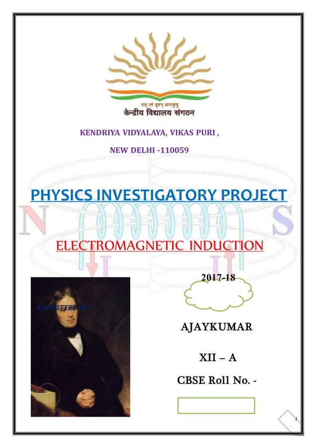 FARADAY LAW OF ELECTROMAGNETIC INDUCTION CLASS 12 PROJECT | DOCX