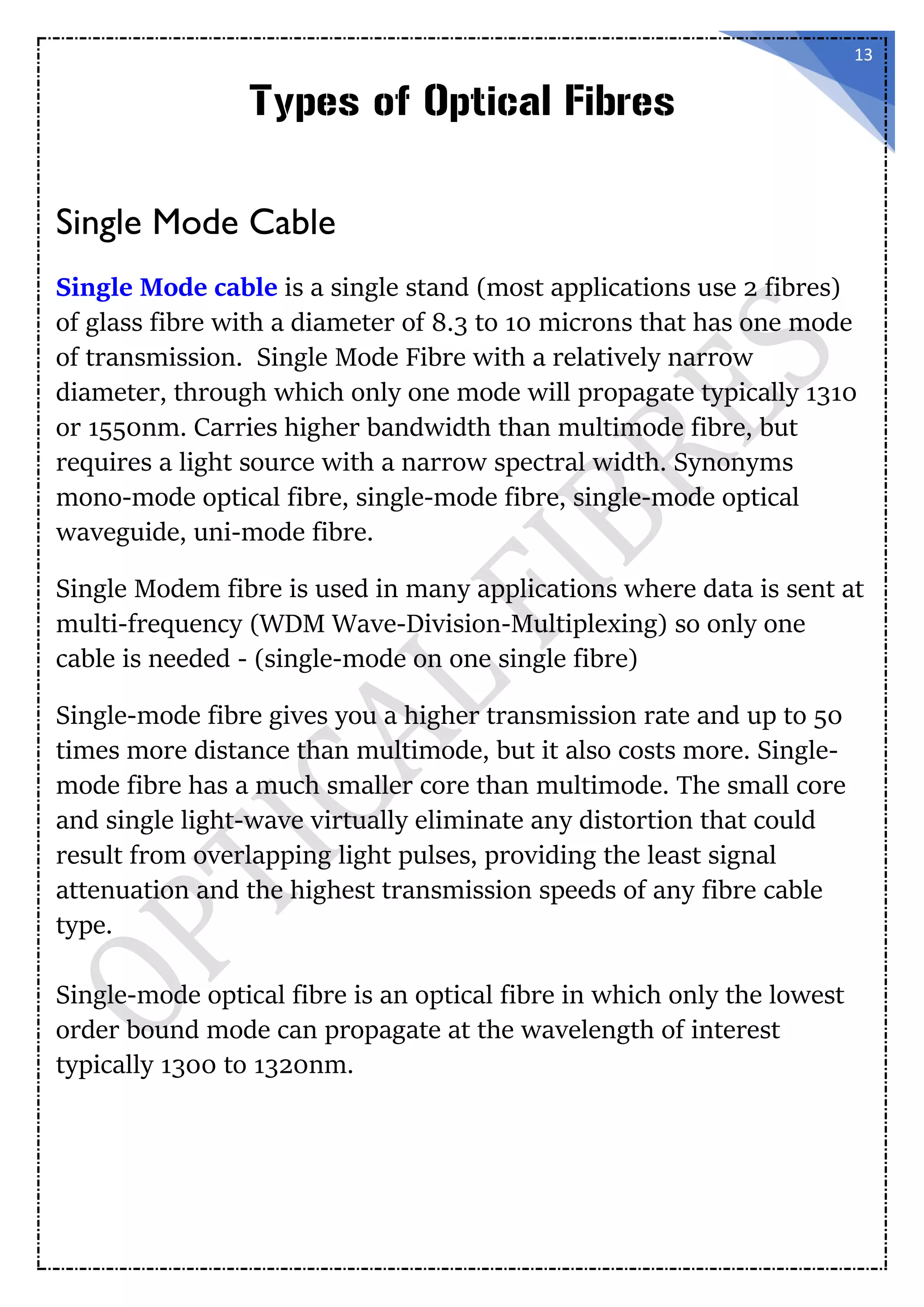 "OPTICAL FIBRES" -Physics Investigatory Project (Class XII) | PDF
