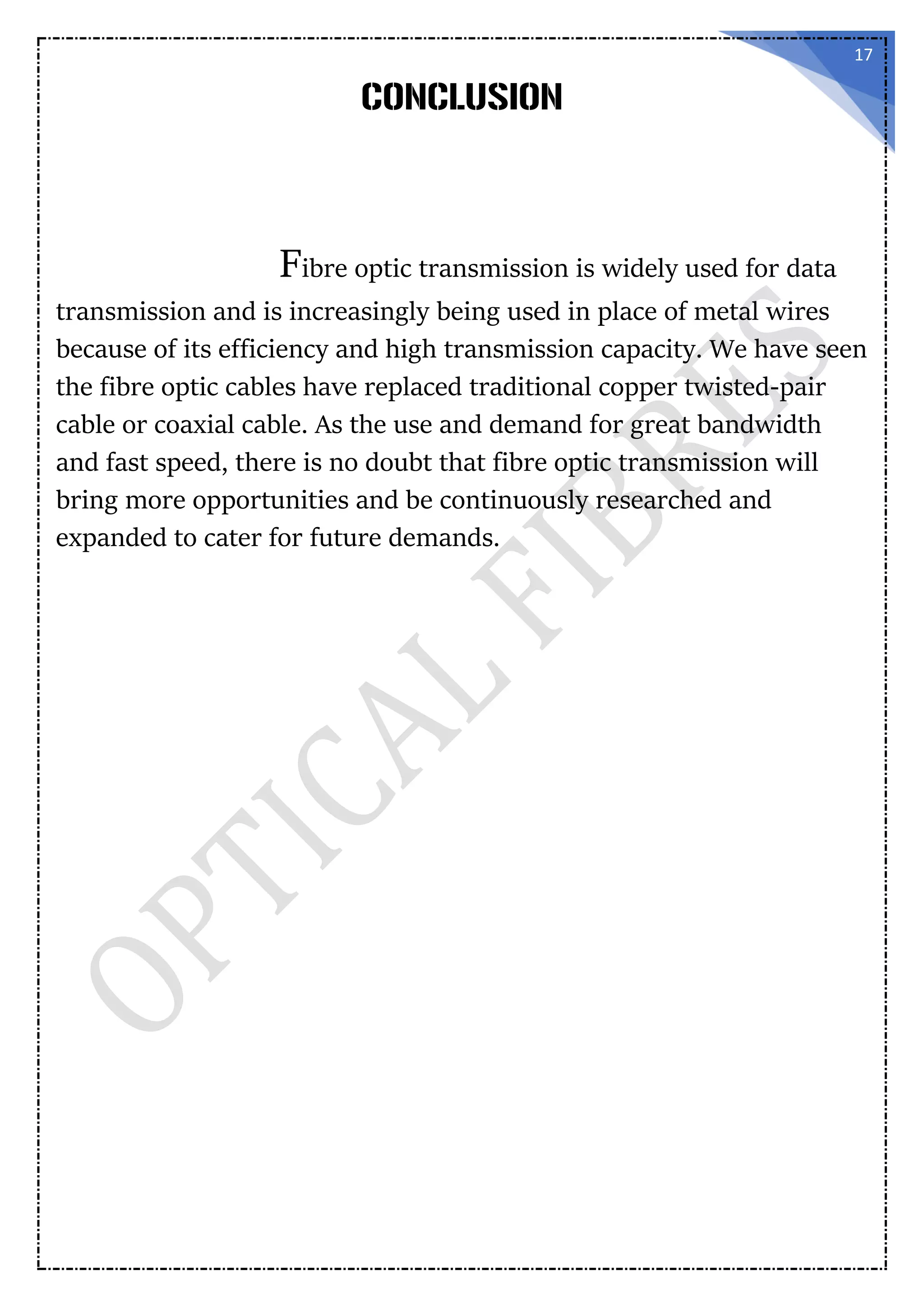 "OPTICAL FIBRES" -Physics Investigatory Project (Class XII) | PDF