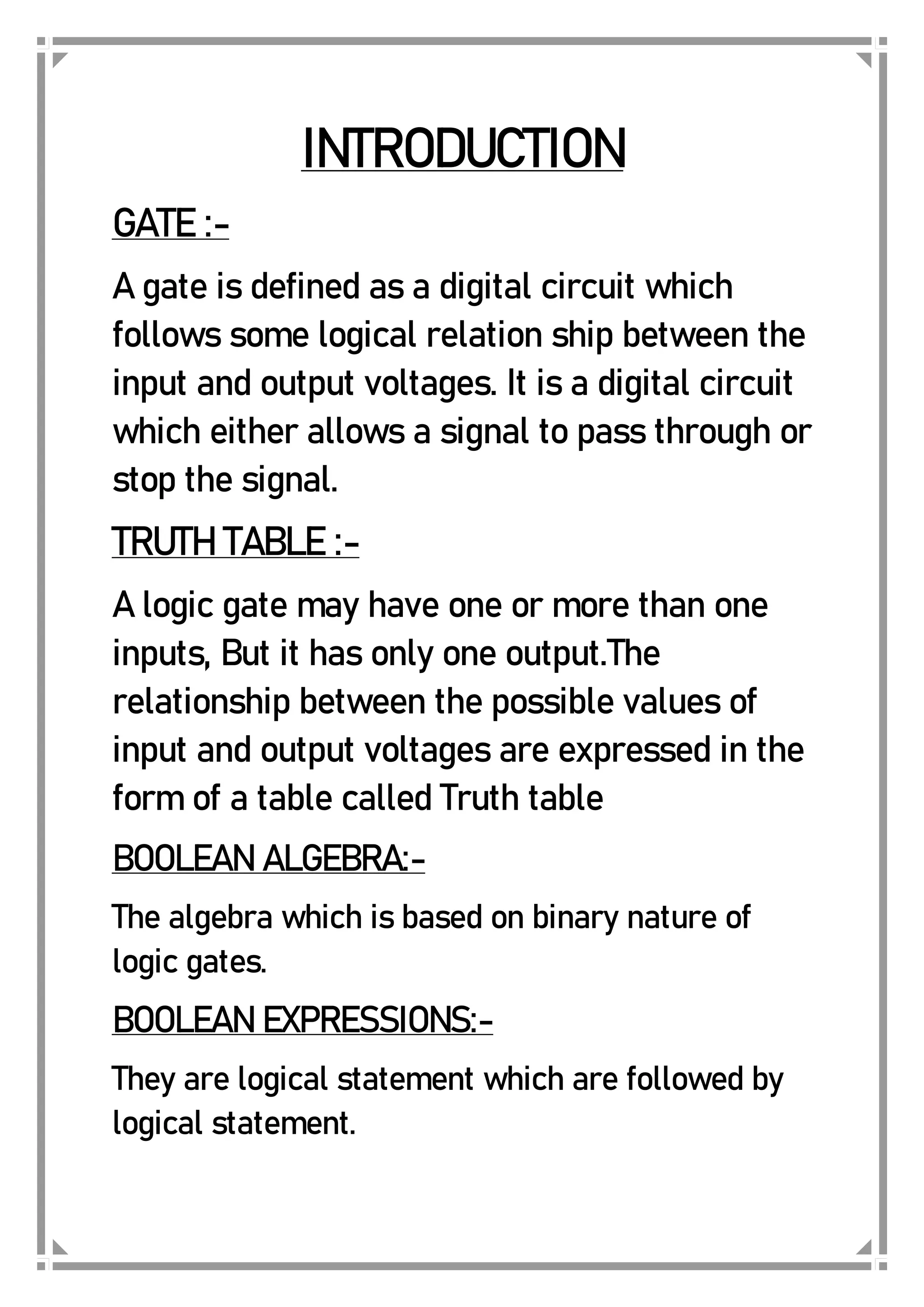 LOGIC GATE ||CLASS 12 PHYSICS I | PDF