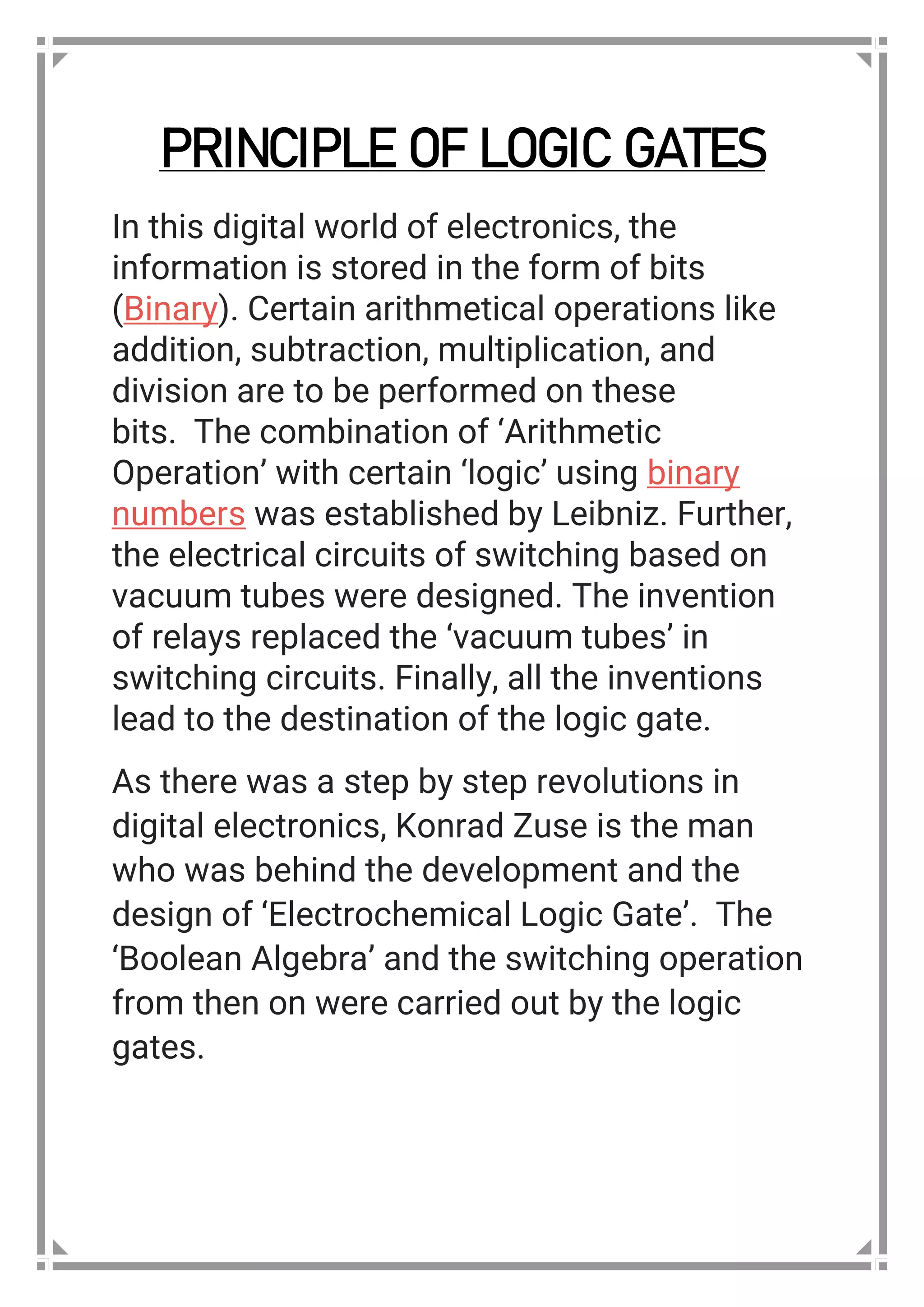 LOGIC GATE ||CLASS 12 PHYSICS I | PDF