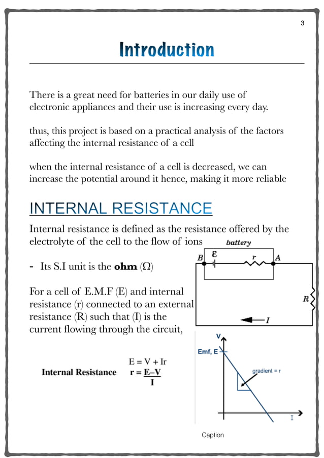 Various factors on which the internal resistance of a cell depends | PDF