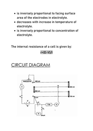 To study various factors on which the internal resistance/EMF depends | PDF