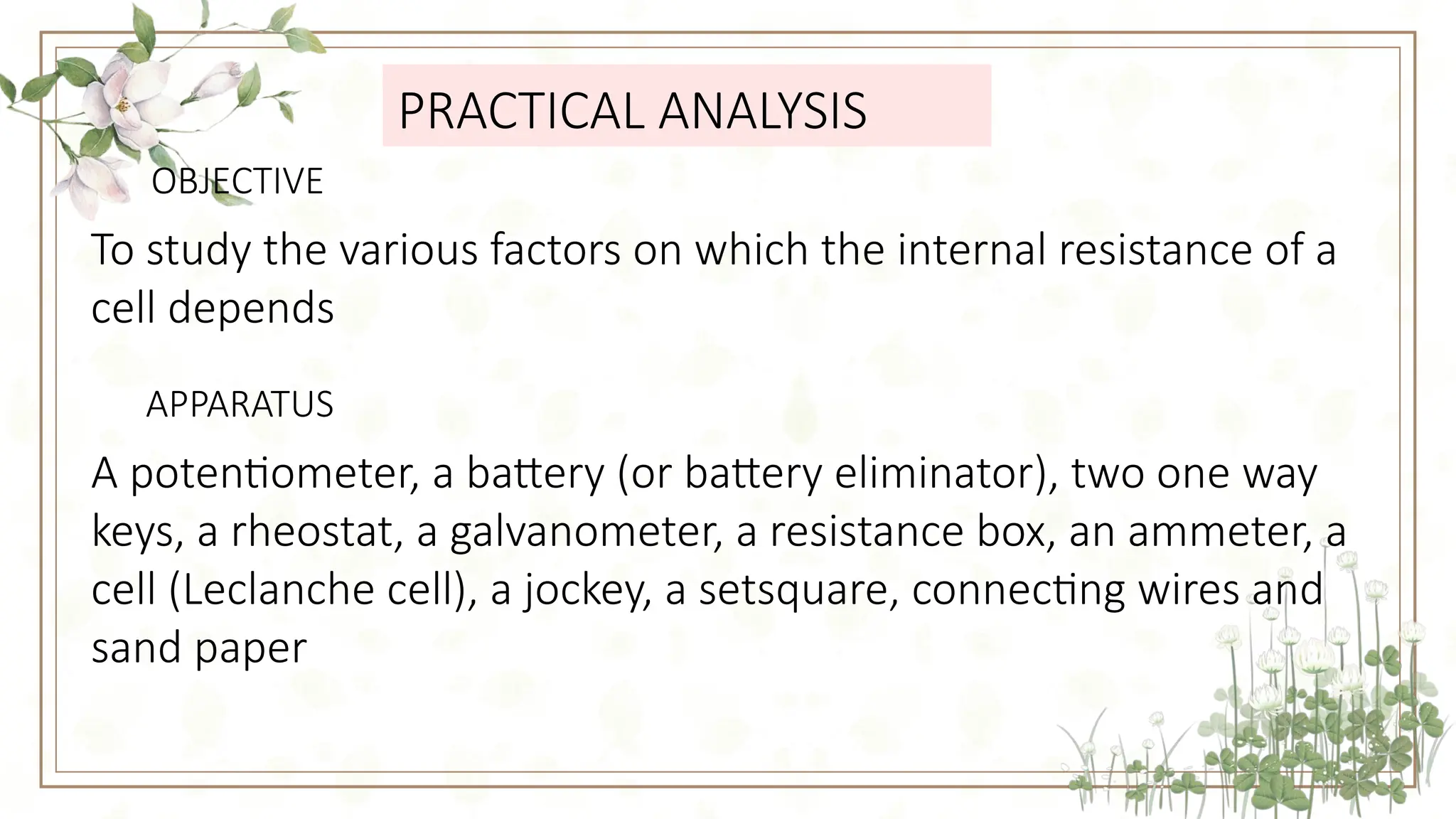 physics project on various factors on internal resistance of acell ...